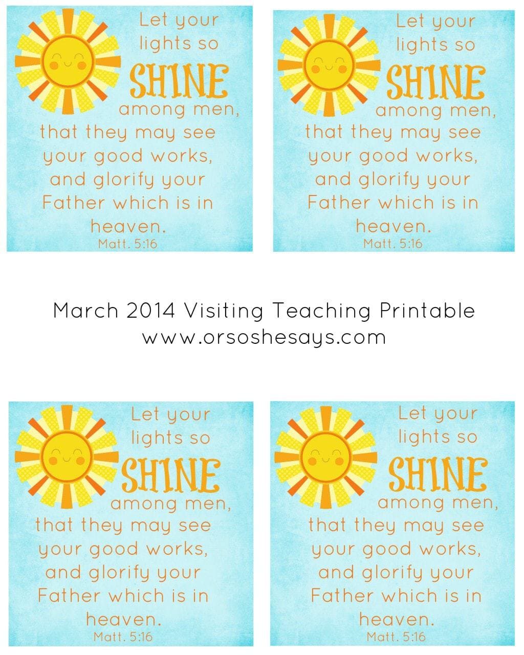 March 2014 Visiting Teaching Message Printable - Or so she says...
