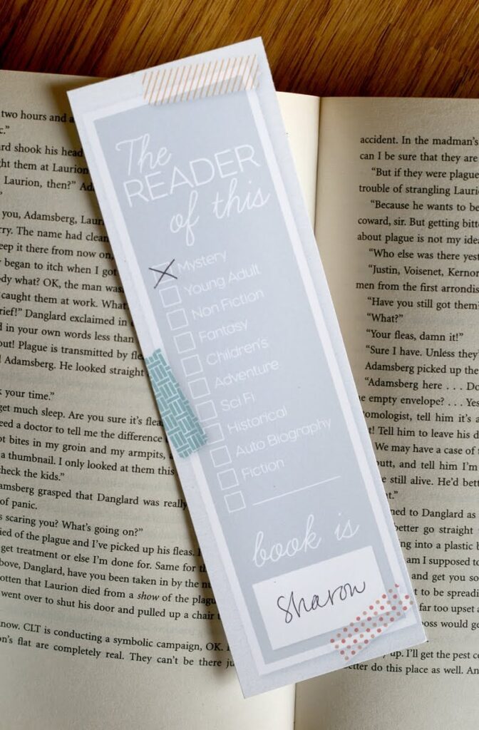 Free Bookmark Download - Three Customizable Options