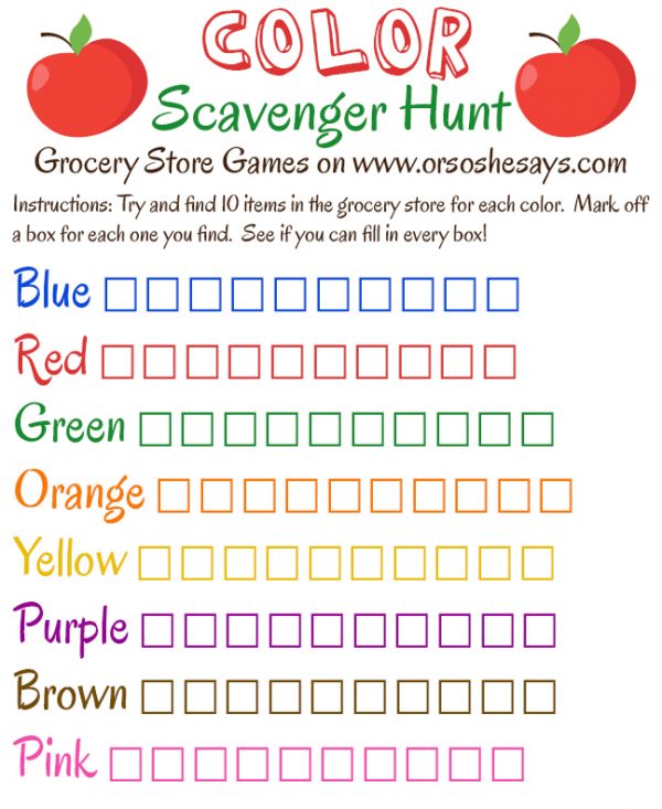 Grocery Store Games! ~ Adjectives Scavenger Hunt - Or so she says...