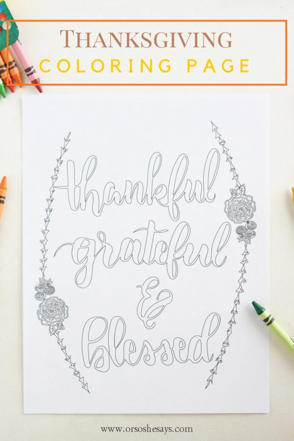 Free Printable Thankful Coloring Page ~ Perfect for Thanksgiving (she: Liz)