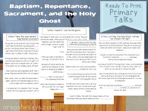 LDS Primary Talk on Baptism and the Holy Ghost - 2018 Printable Talks