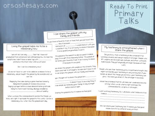 Share The Gospel of Jesus Christ - Primary Talk Templates - Or so she ...