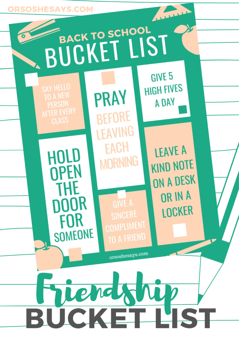 Back To School Bucket List for Friendship - Or so she says...