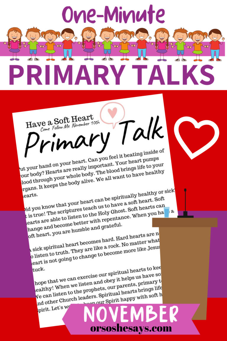 Come Follow Me Primary Talks for November 2019 - Or so she says...
