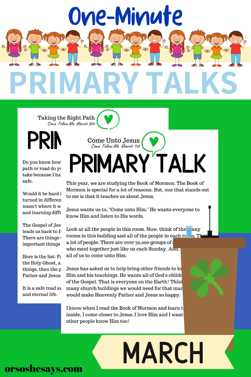 Primary Talks for Children March 2020 Theme - Or so she says...