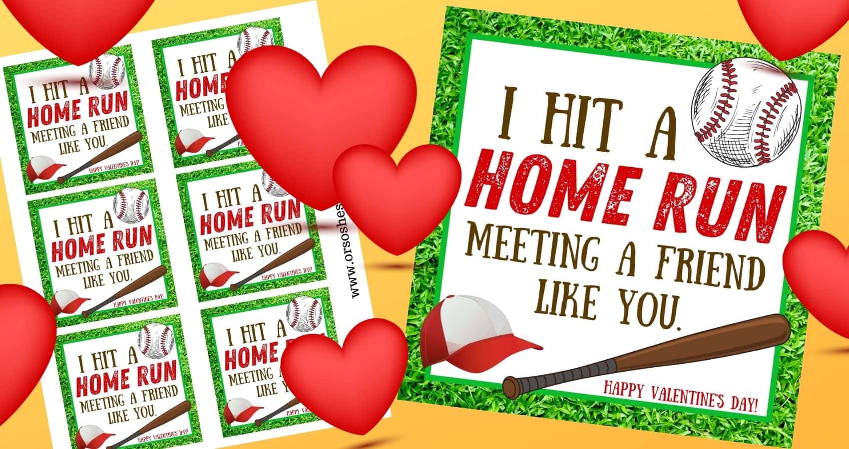 Baseball Valentine Printable (Totally Free!) - Or so she says...