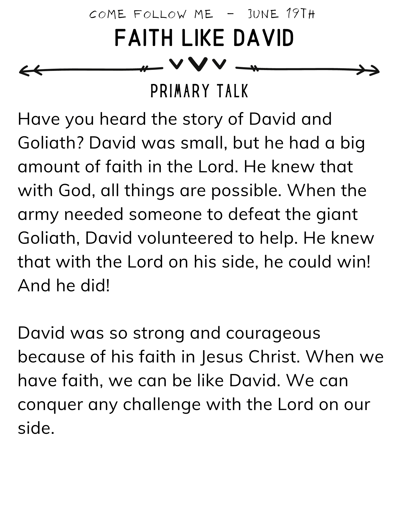 June 2022 Easy Primary Talks for Kids - Or so she says...