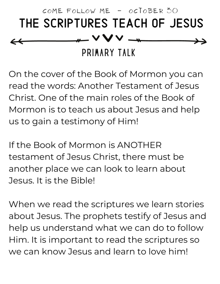 October 2022 Primary Talks - Come Follow Me Based - Or so she says...