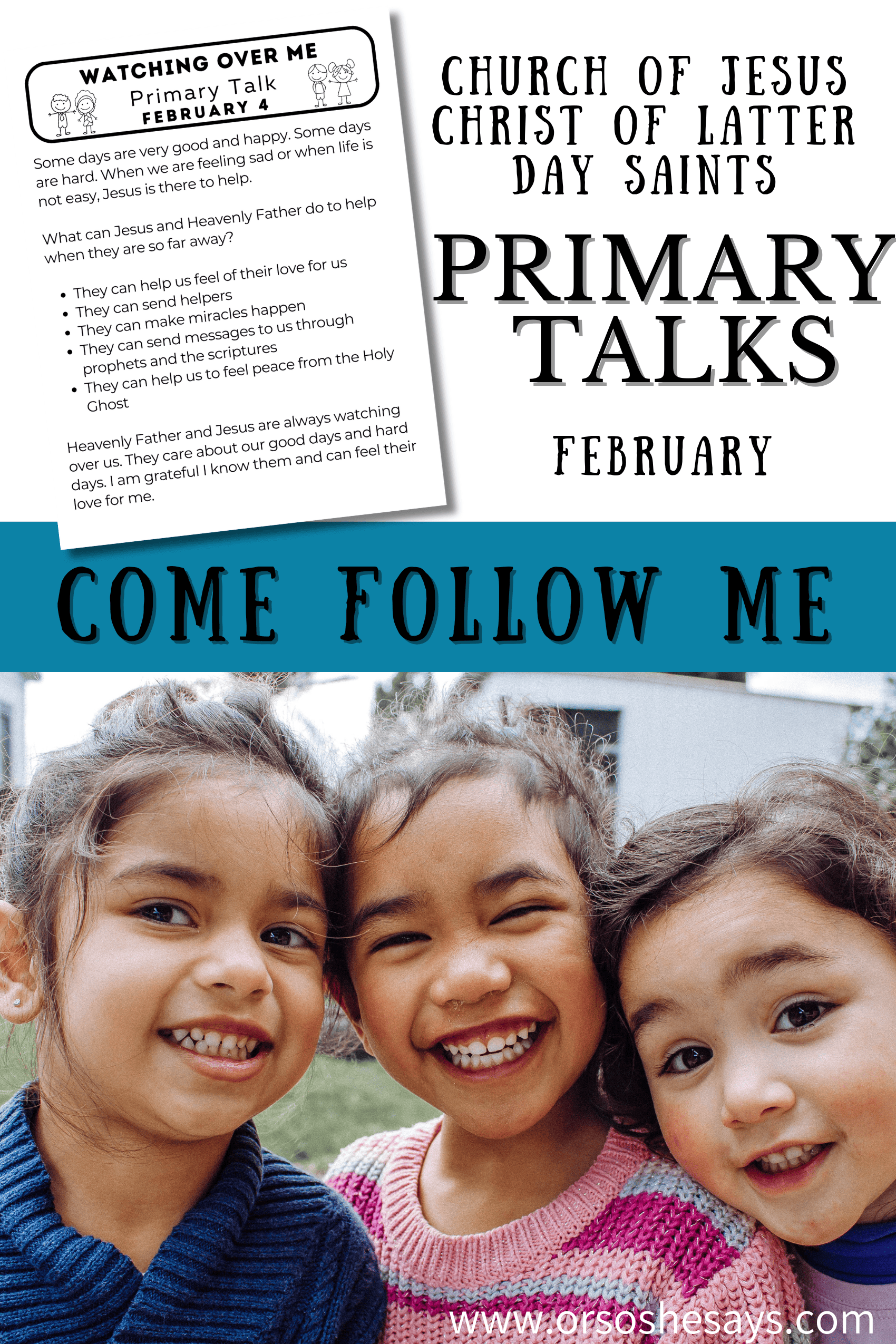 Primary Talks for Children ~ Come Follow Me February 2024 - Or so she ...