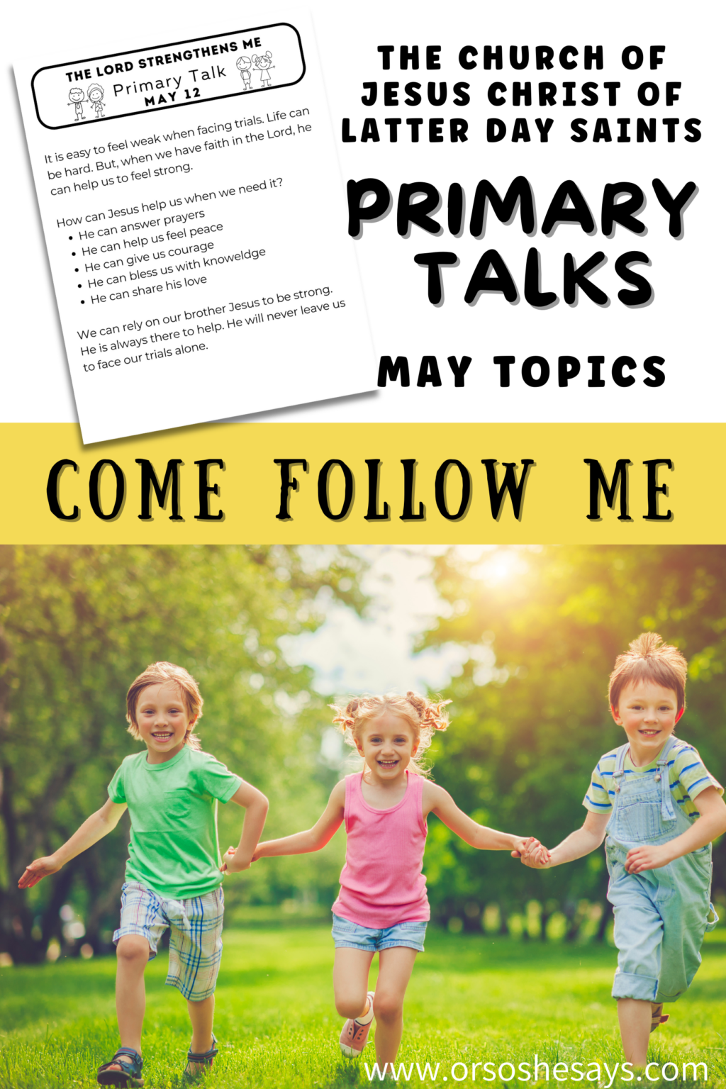 Primary Talks for Children: Come Follow Me May 2024 - Or so she says...