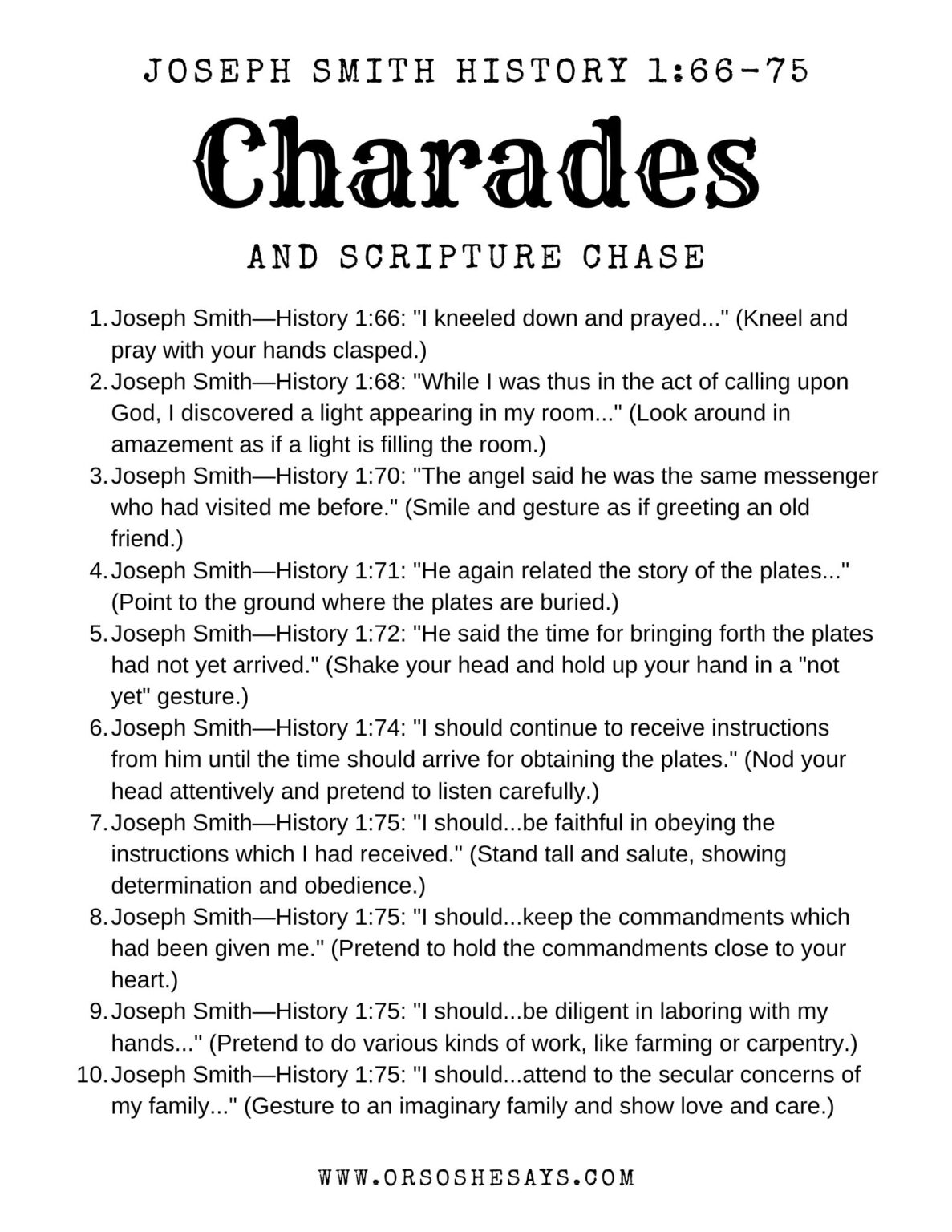 Joseph Smith History Charades ~ Doctrine and Covenants for Kids - Or so ...