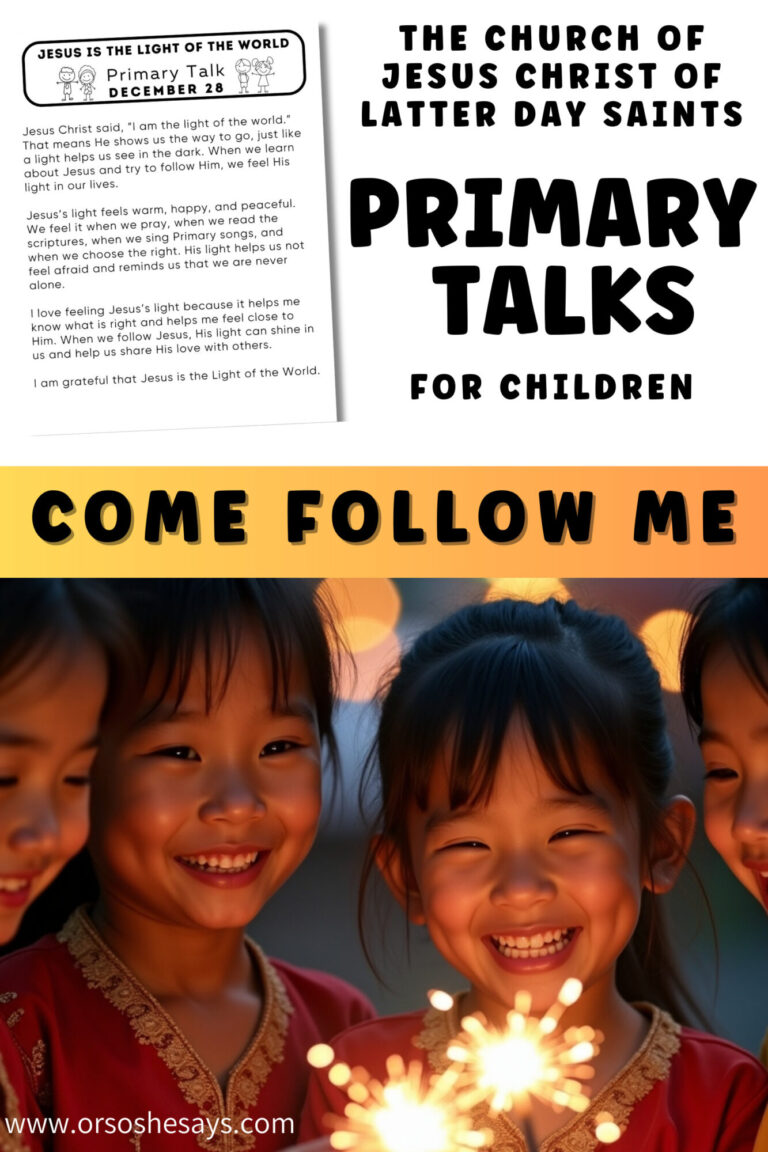 Free Printable Primary Talks for Kids - December 2025 Come Follow Me ...