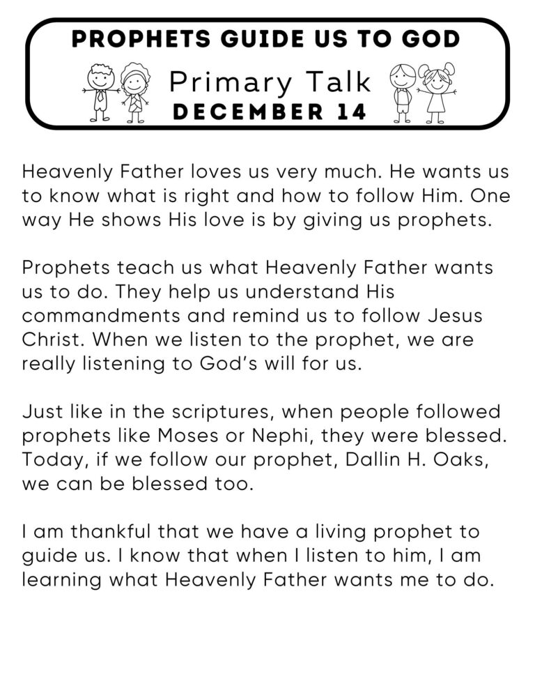 Free Printable Primary Talks for Kids - December 2025 Come Follow Me ...