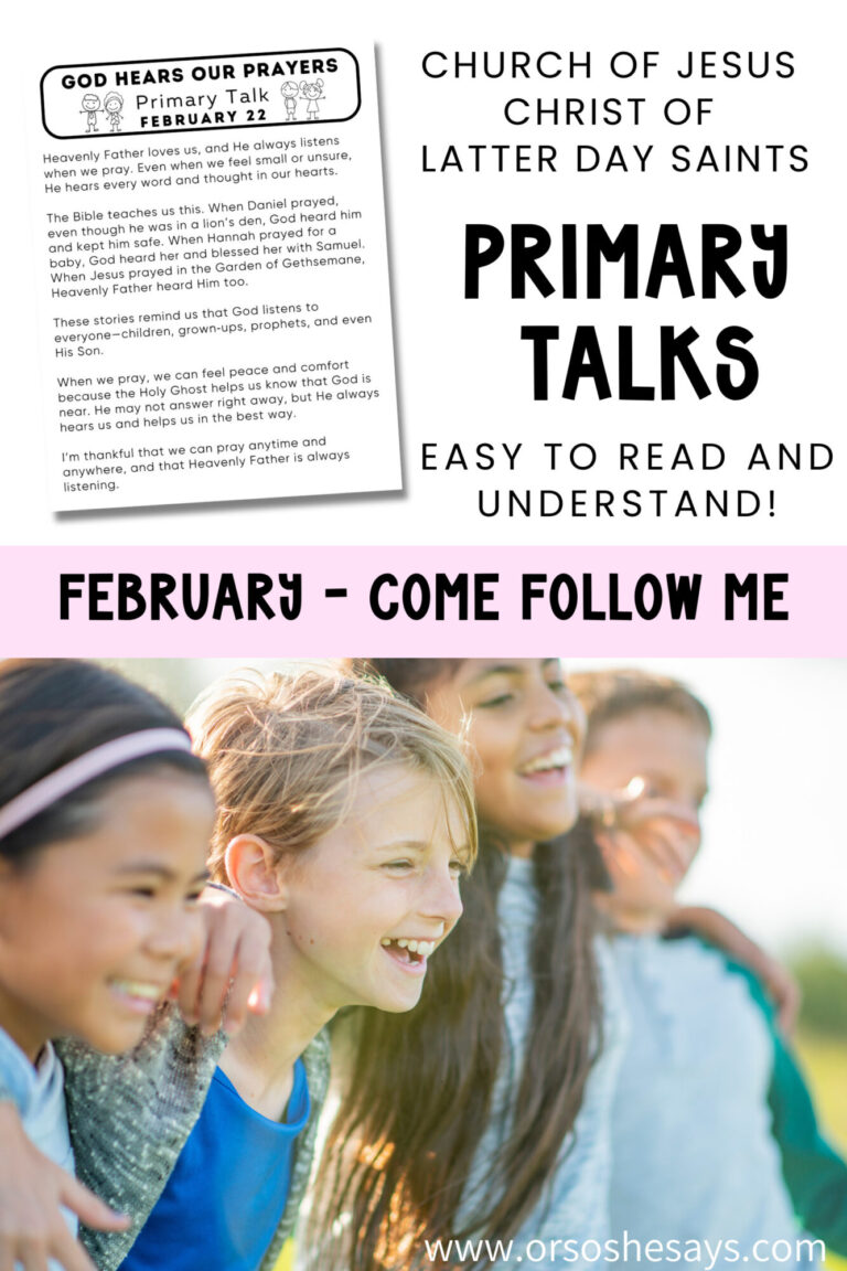 Free Printable Primary Talks for Kids - February 2026 Come Follow Me ...