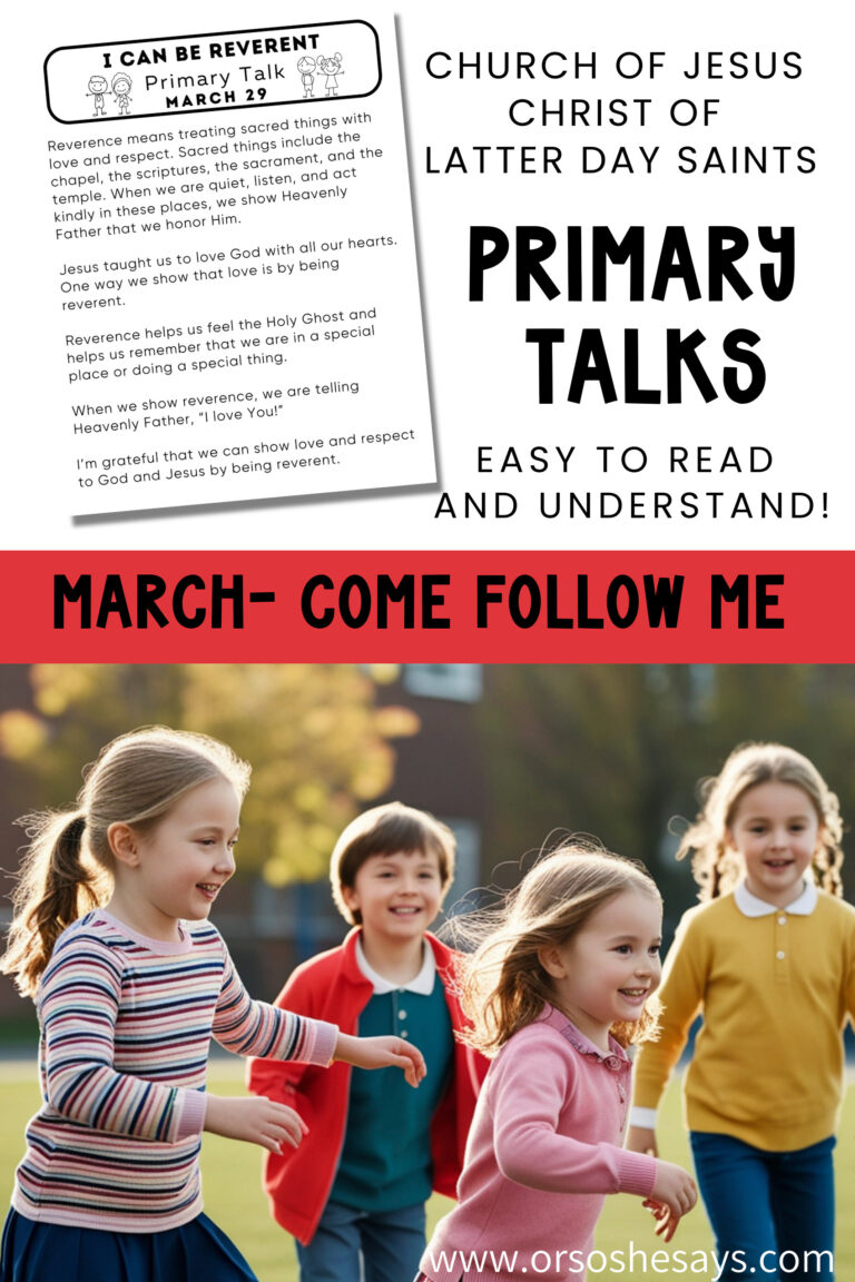 Free Printable Primary Talks for Kids - March 2026 Come Follow Me ...