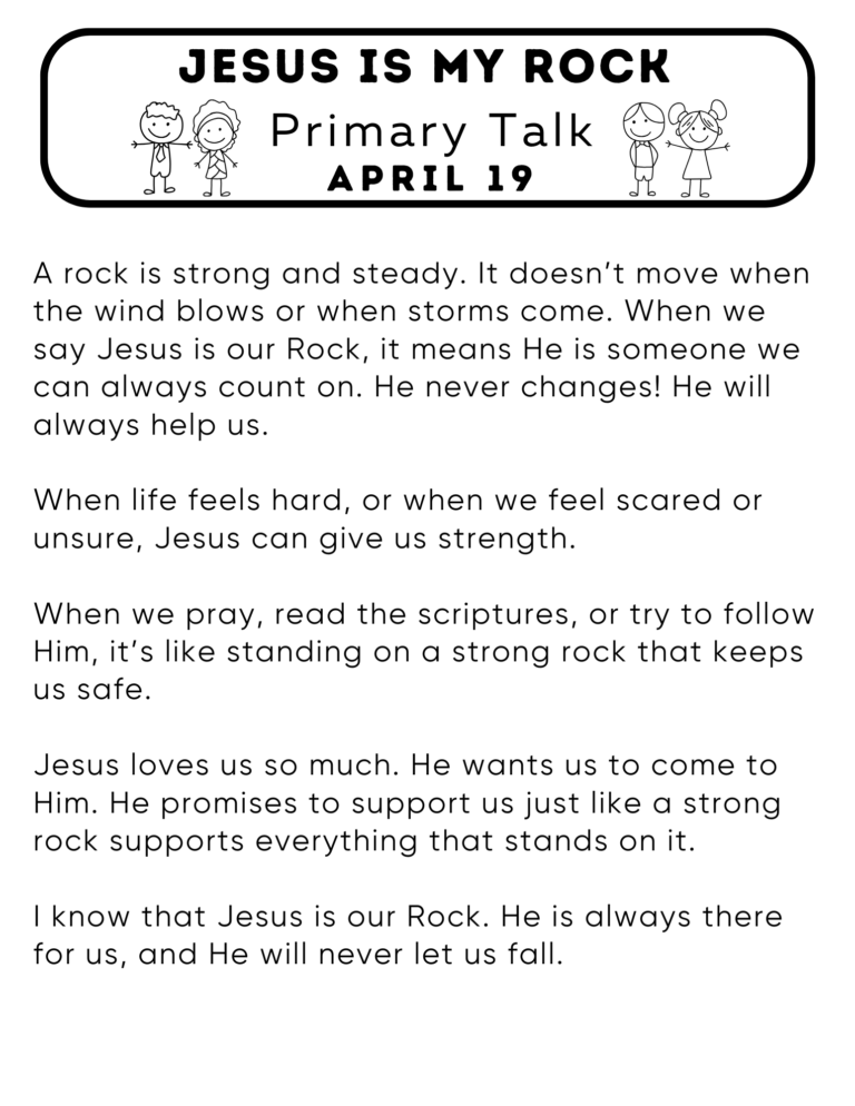 Free Printable Primary Talks for Kids - April 2026 Come Follow Me ...
